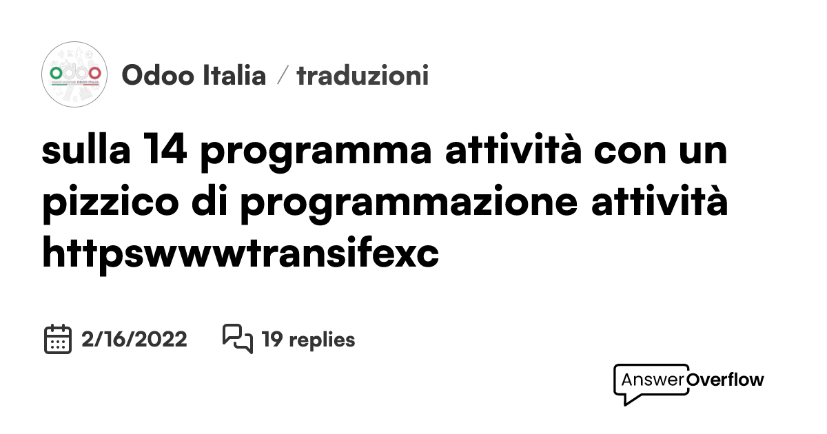 sulla 14 "programma attività" (con un pizzico di "programmazione ...