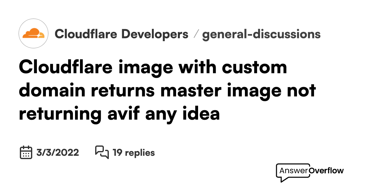 Cloudflare image with custom domain returns master image , not returning avif, any idea ...