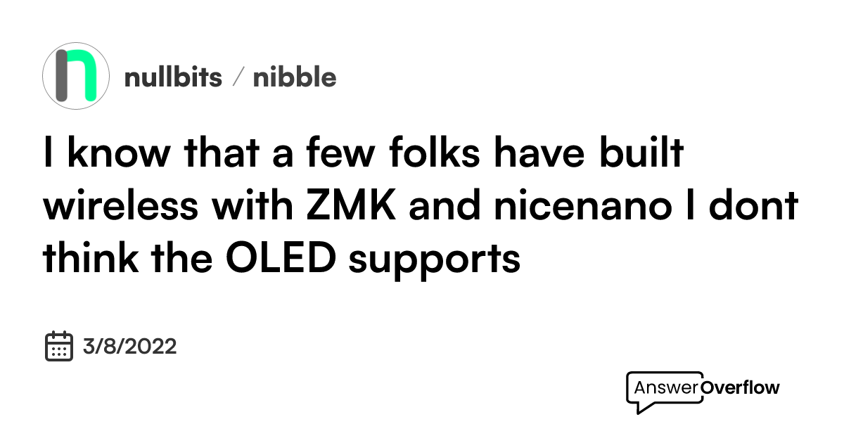 I know that a few folks have built wireless with ZMK and nice!nano. I don’t think the OLED ...