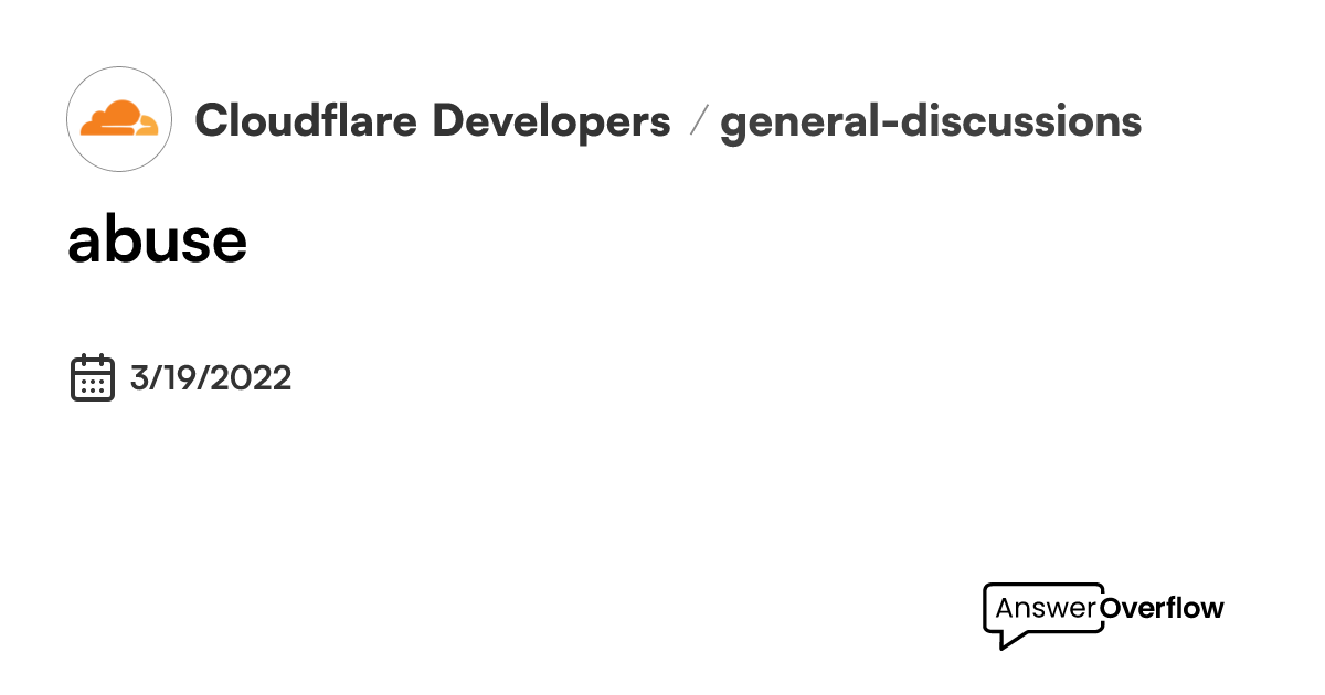 ?abuse - Cloudflare Developers