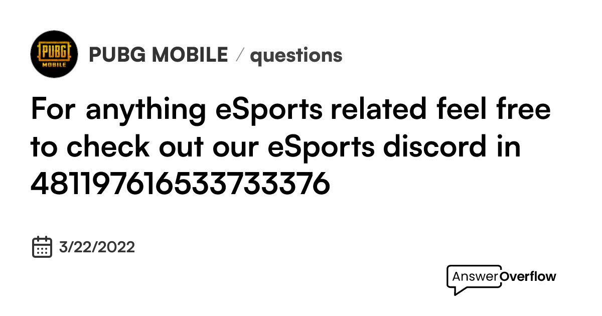 For anything eSports related, feel free to check out our eSports ...