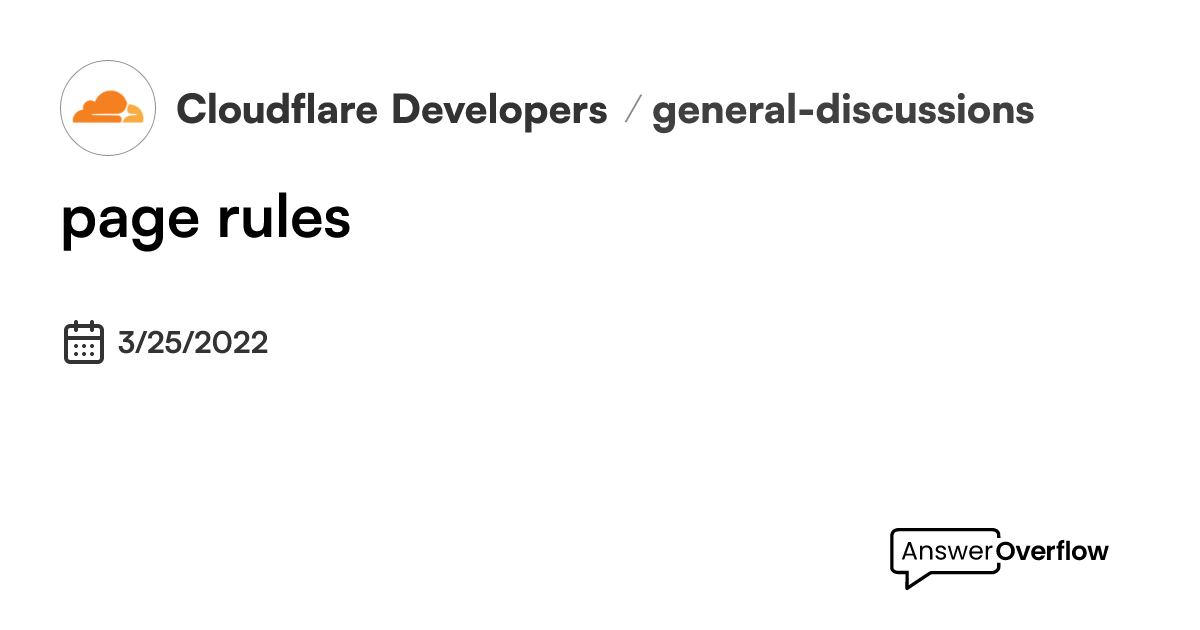 page rules - Cloudflare Developers
