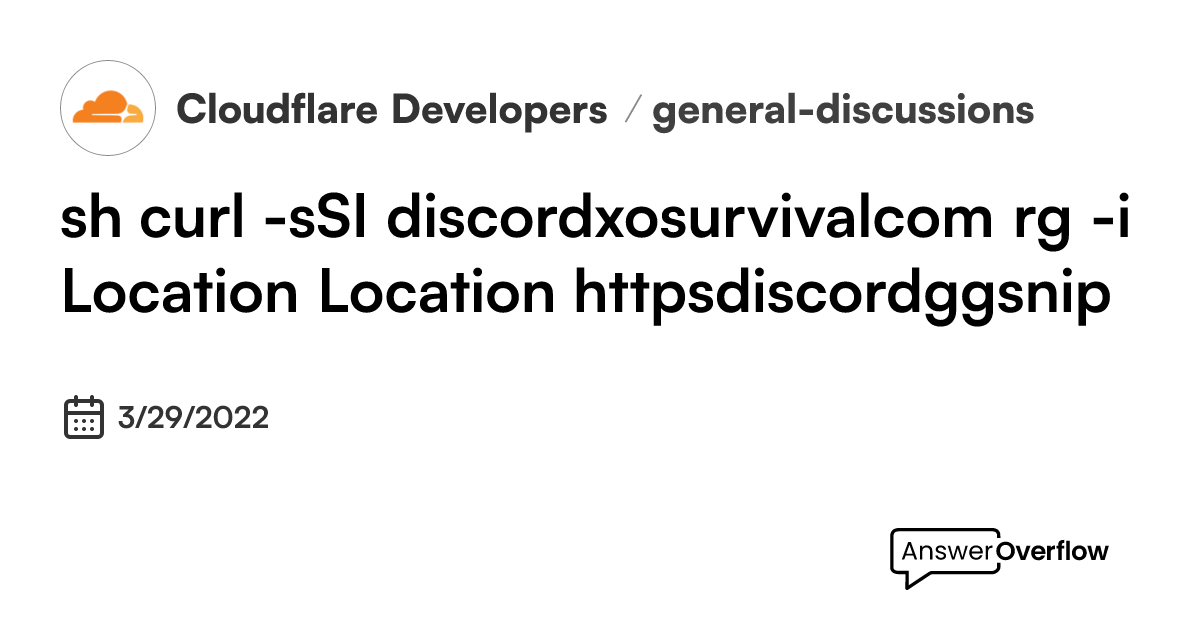 ```sh ~ curl -sSI discord.xosurvival.com | rg -i 'Location' Location: https://discord.gg ...