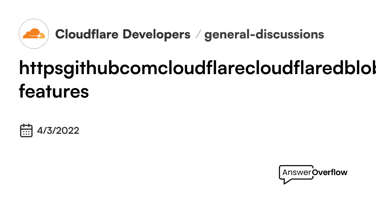 https://github.com/cloudflare/cloudflared/blob/master/CHANGES.md#new-features - Cloudflare ...