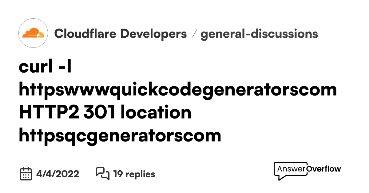 curl -I https://www.quickcodegenerators.com HTTP/2 301 location: https://qcgenerators.com ...