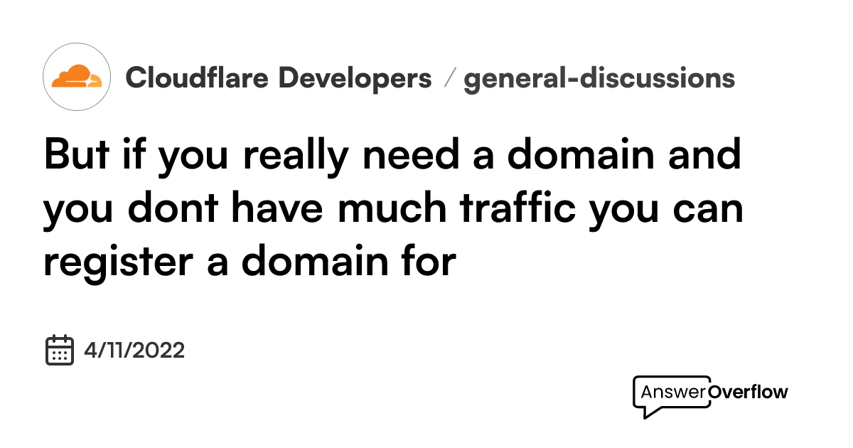 But if you **really** need a domain and you don't have much traffic ...