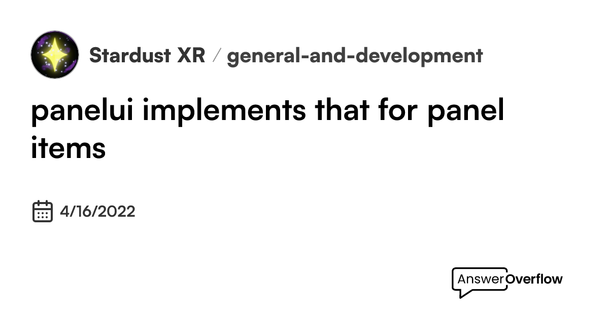 `panelui` implements that for panel items - Stardust XR