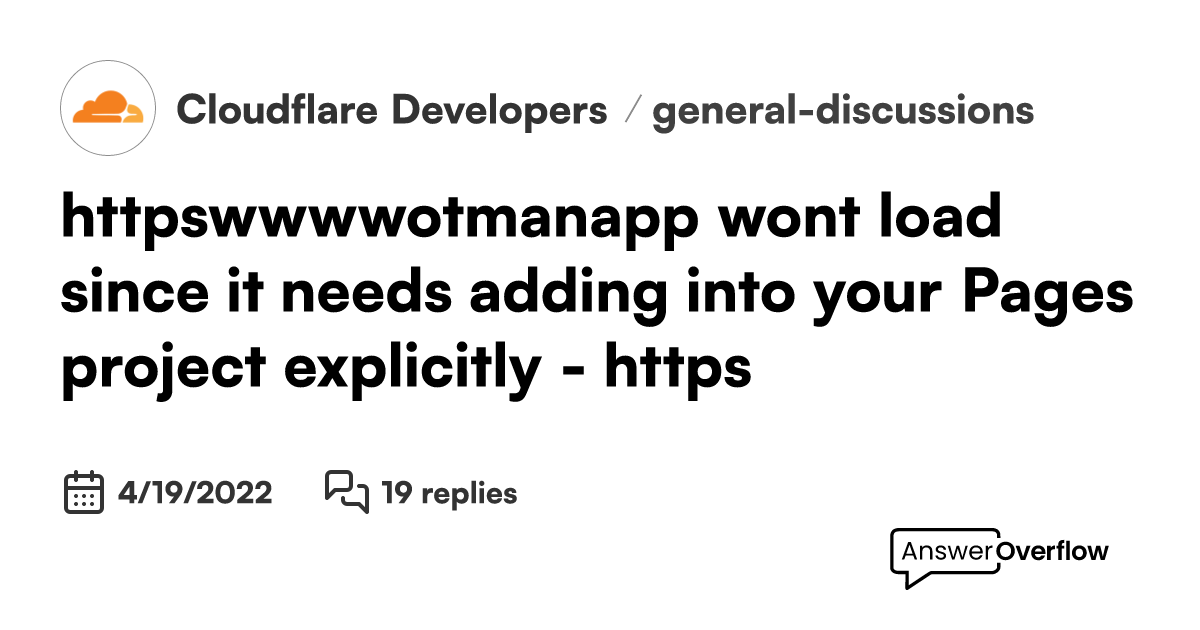 https://www.wotman.app/ won't load since it needs adding into your Pages project explicitly ...
