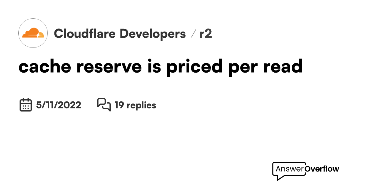 > cache reserve is priced per read - Cloudflare Developers
