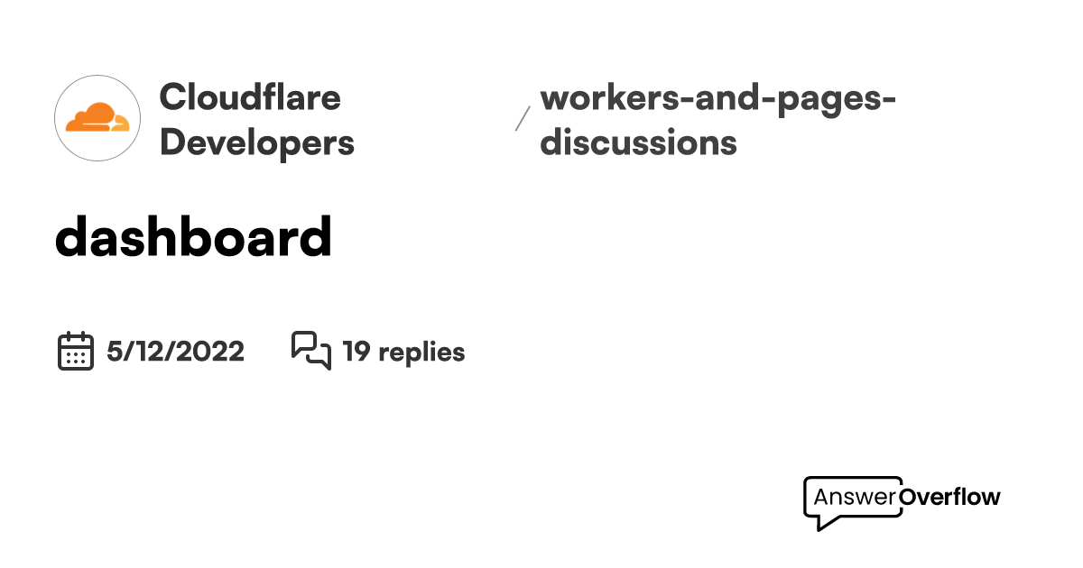 dashboard - Cloudflare Developers