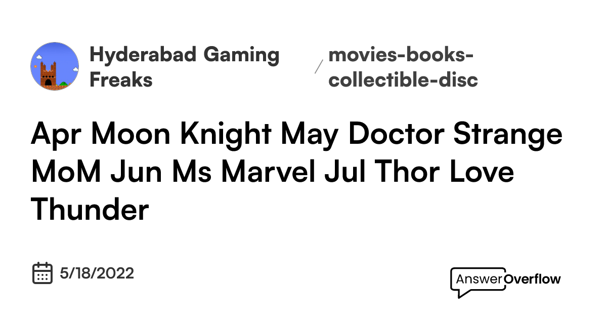 Apr: Moon Knight 🌙 May: Doctor Strange MoM 🪄 Jun: Ms. Marvel 🦸🏻‍♀️ Jul ...