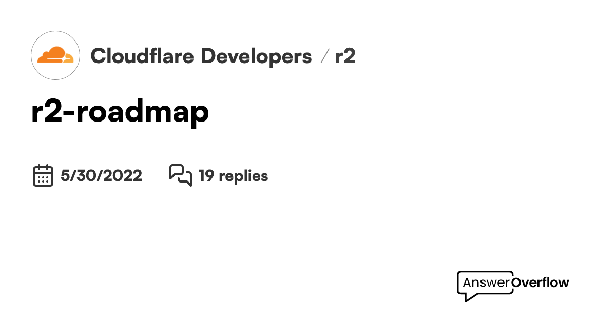 ?r2-roadmap - Cloudflare Developers