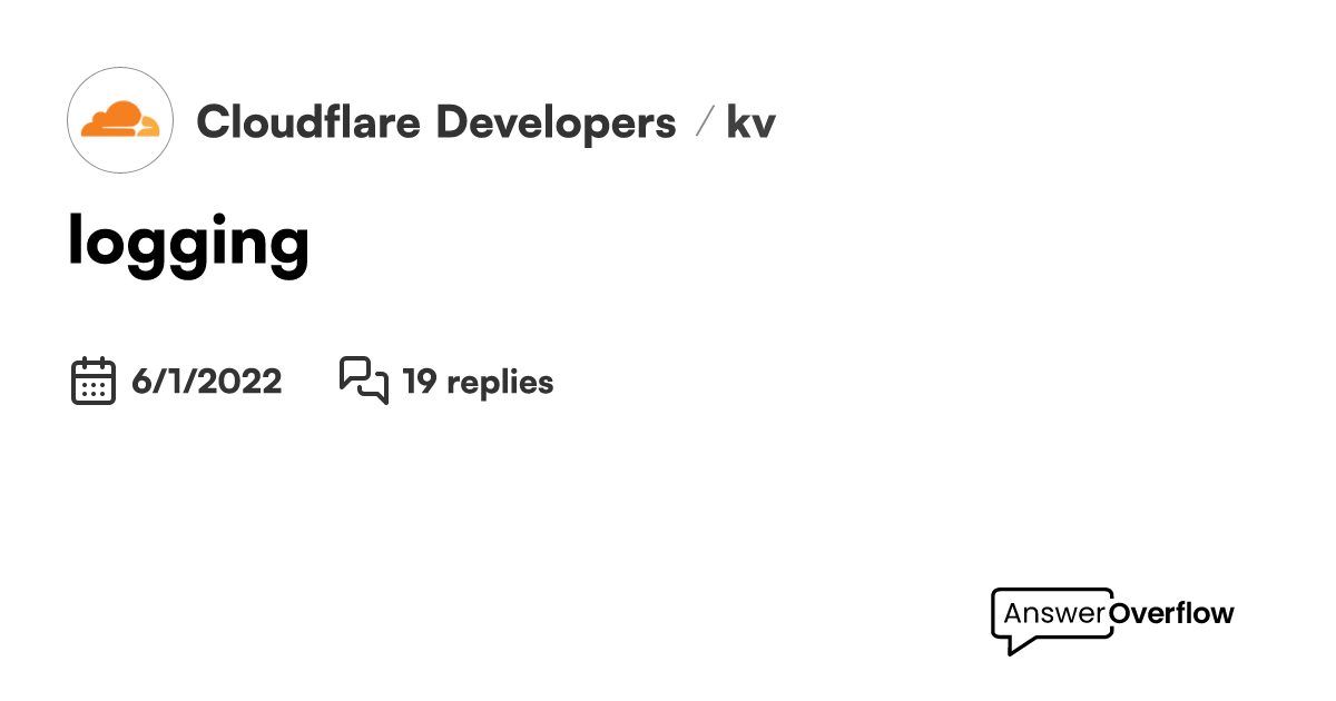 logging: - Cloudflare Developers