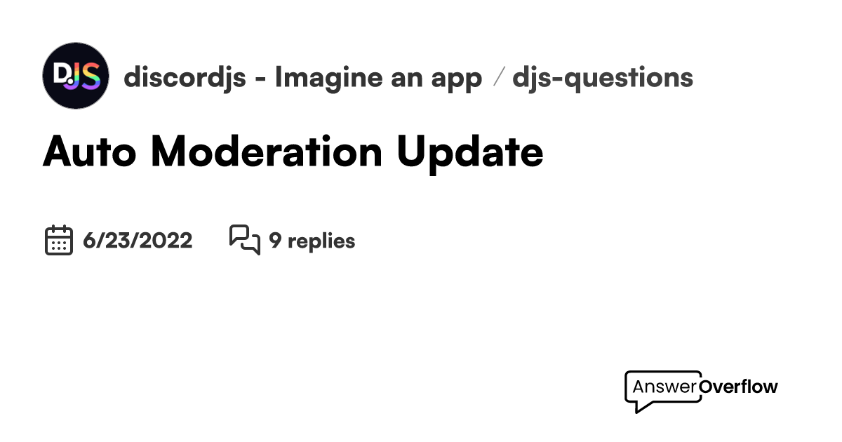 Auto Moderation Update - discord.js - Imagine an app