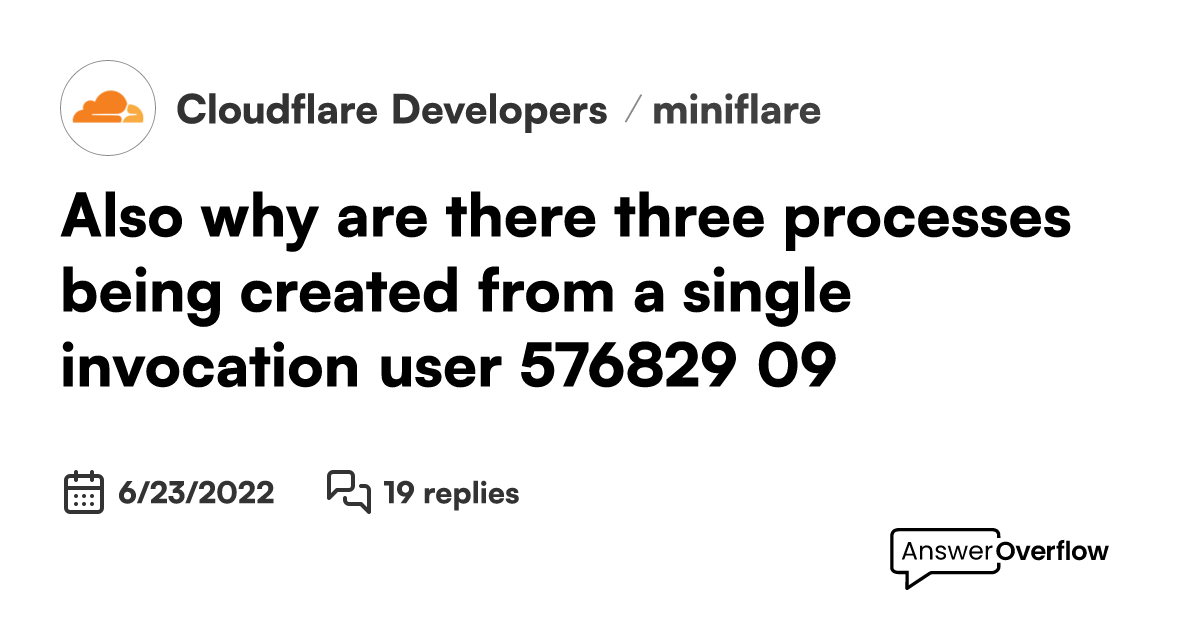 Also why are there three processes being created from a single invocation? ``` user+ 576829 0.9 ...