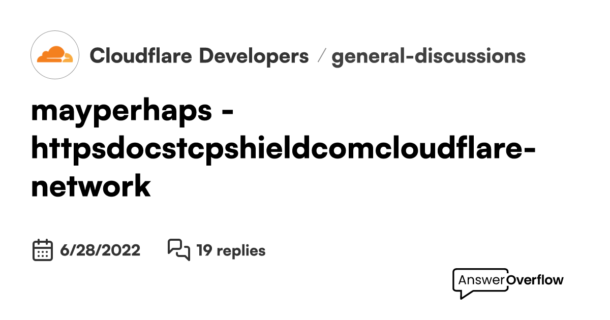 mayperhaps - - Cloudflare Developers