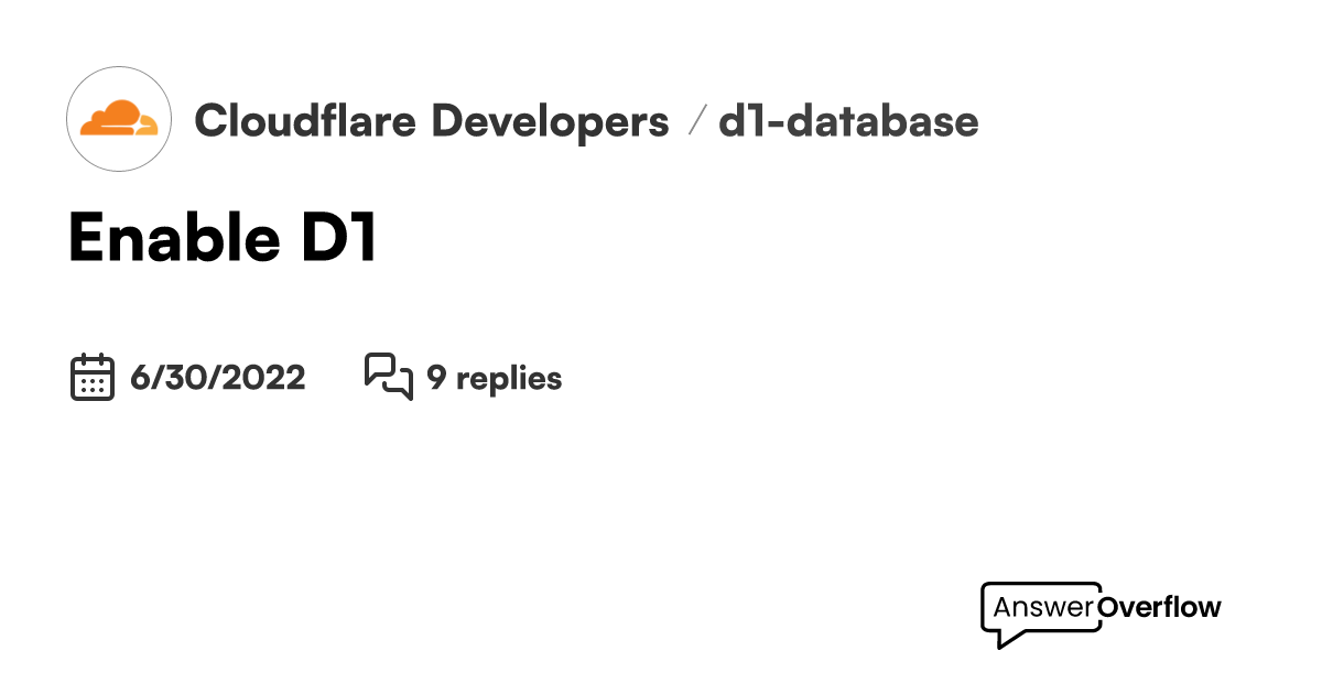 Enable D1 - Cloudflare Developers