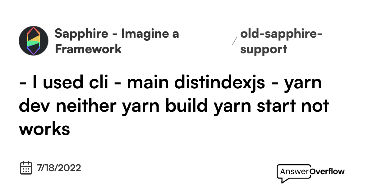 - I used cli - `"main": "dist/index.js"` - `yarn dev` neither `yarn build && yarn start` not ...