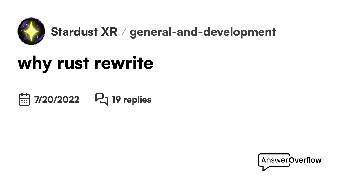 why rust rewrite - Stardust XR